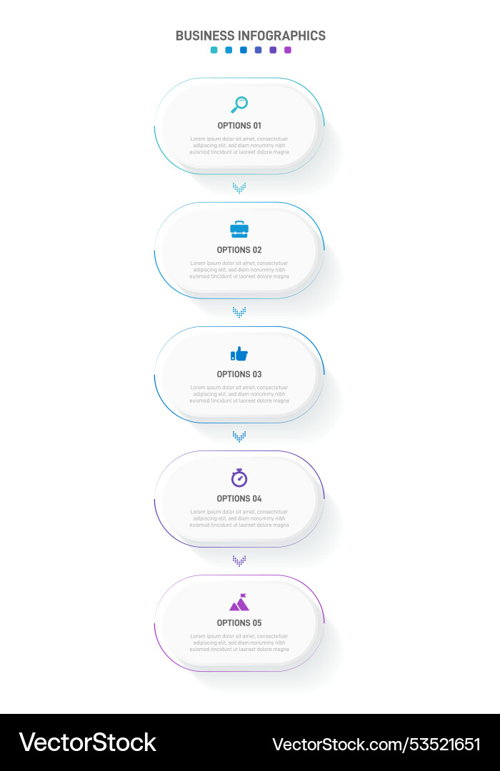 Vertical progress bar featuring 5 arrow-shaped Vector Image