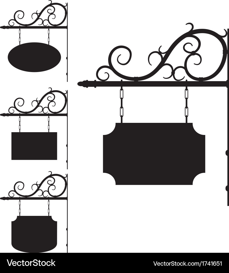 Wrought iron signs for old-fashioned design Vector Image