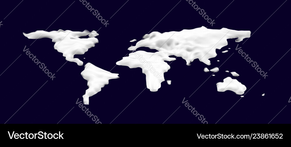 3D World Map Snow Cream Slime Royalty Free Vector Image