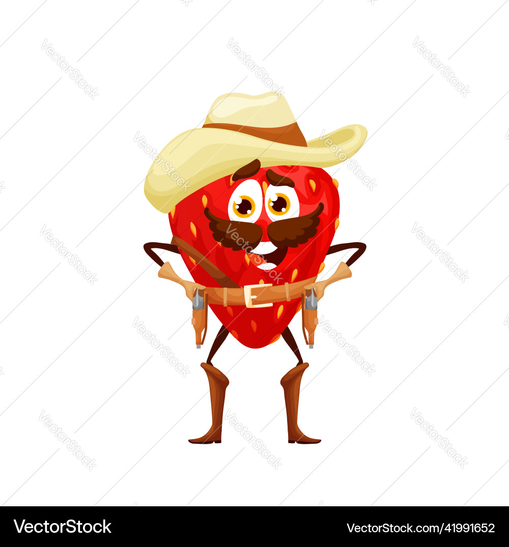 Cartoon strawberry sheriff character cowboy Vector Image