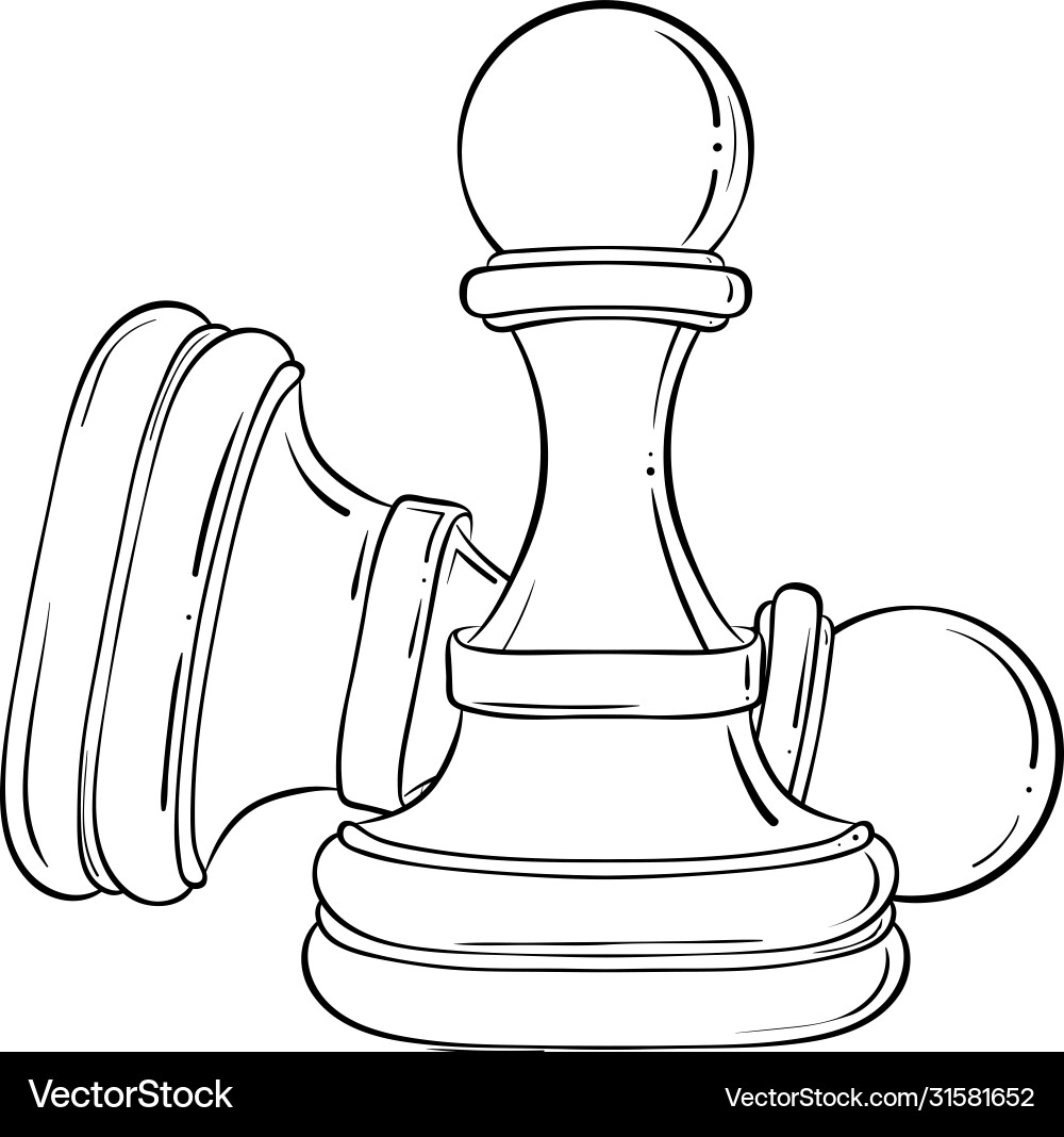 Chess pawn line art Royalty Free Vector Image - VectorStock