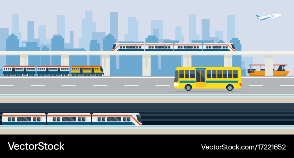 City public transport and transit Royalty Free Vector Image