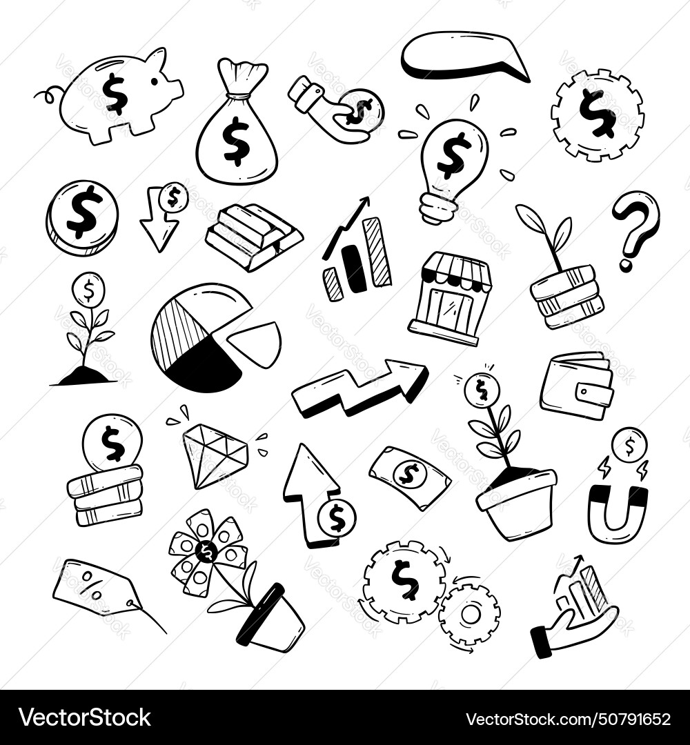 Economic object thing doodle hand drawn outline Vector Image