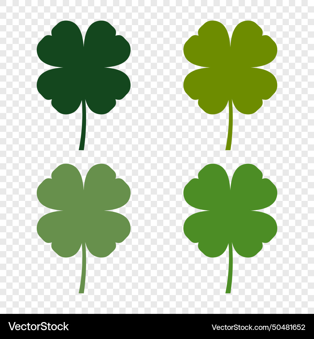 Four leaf clover icon set Royalty Free Vector Image