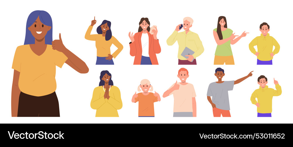 Happy people cartoon characters feeling positive Vector Image