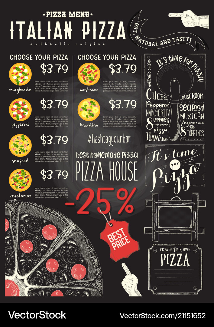 Italian pizza menu template Royalty Free Vector Image