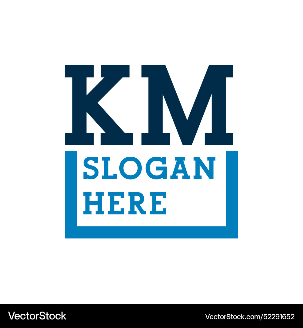 Minimal initials logo letters k and m km initial Vector Image