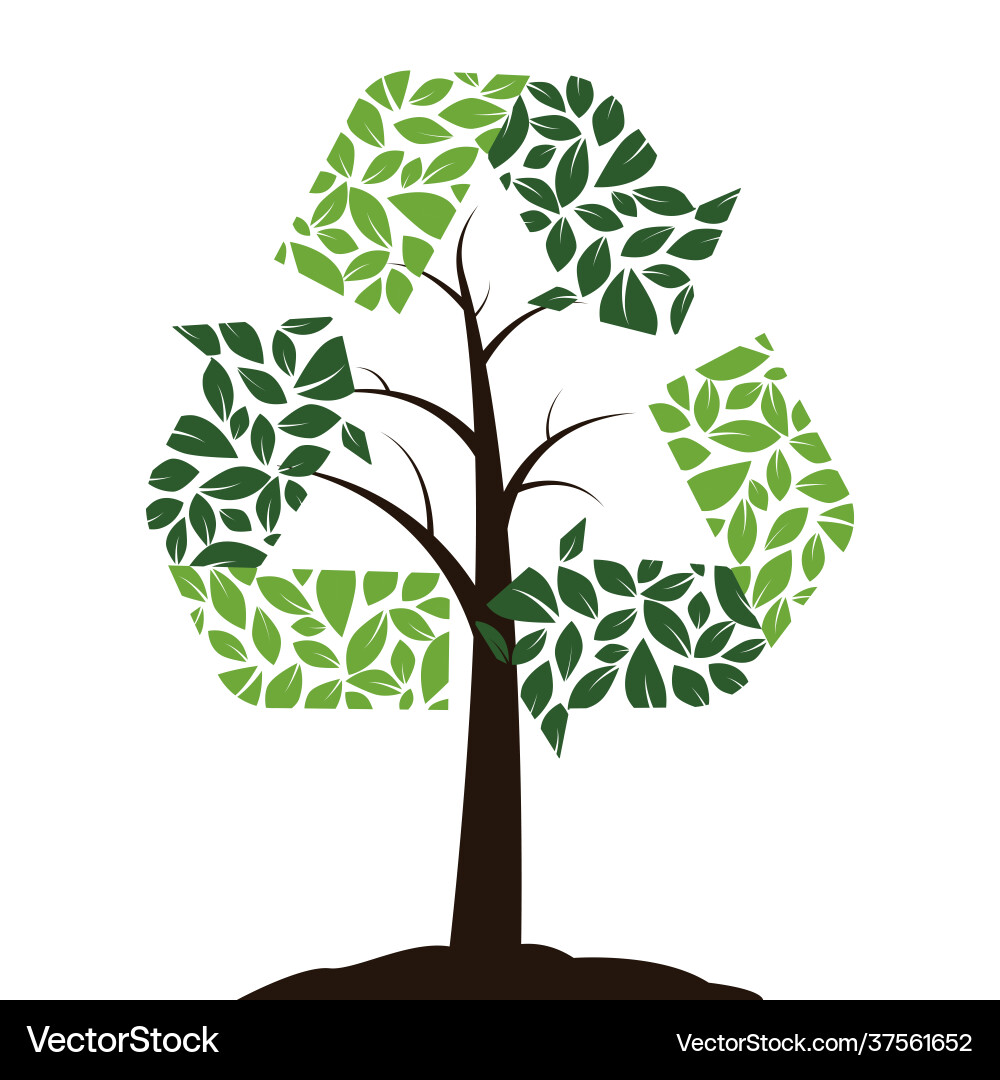Recycling icon in form a tree symbol Royalty Free Vector