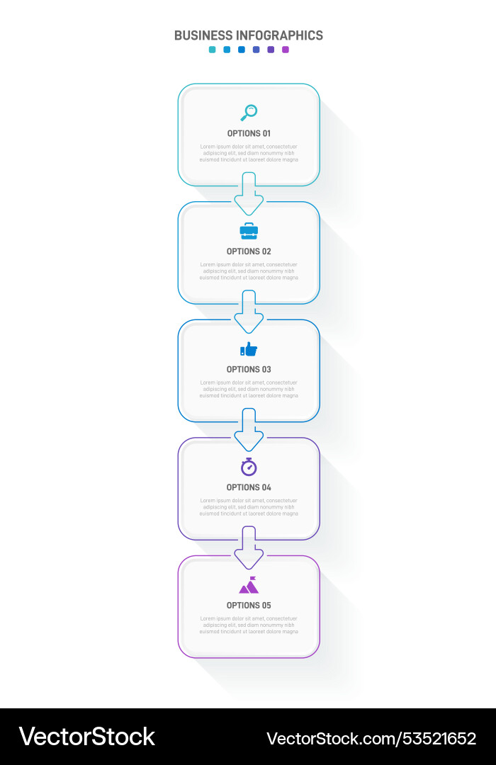 Vertical progress bar featuring 5 arrow-shaped Vector Image