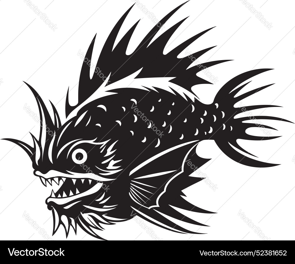 Wicked whiskers evil angler fish icon in form Vector Image