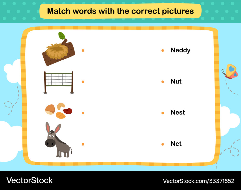 Word Matching for Kids Royalty Free Vector Image