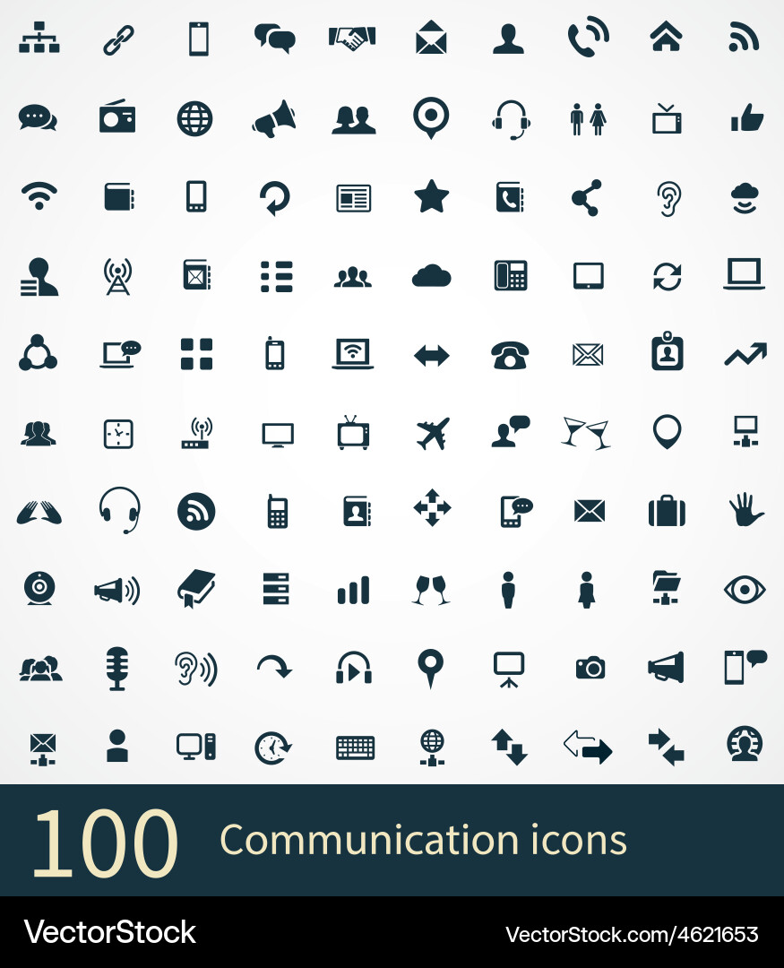 100 communication icons Royalty Free Vector Image