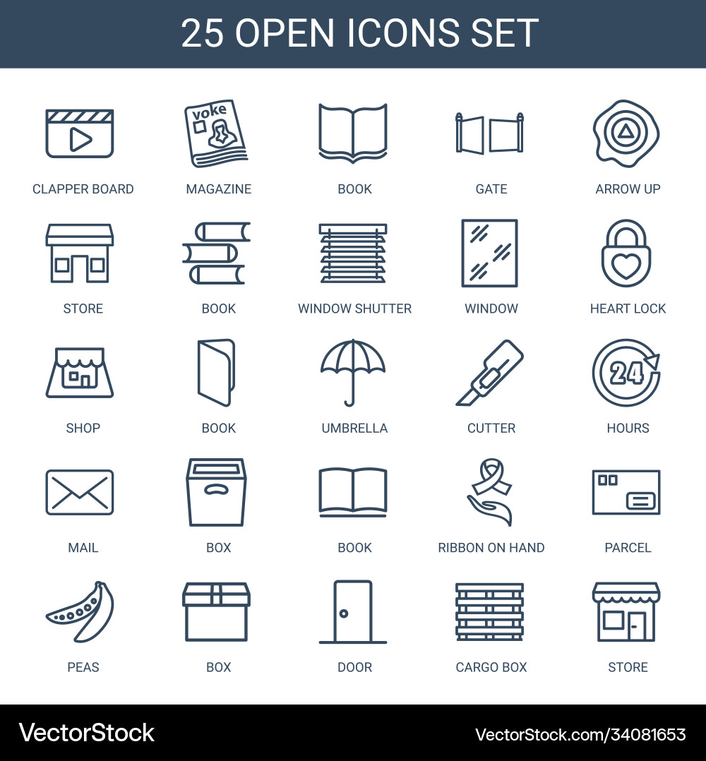 25 offene Icons Lizenzfreies Vektorbild - VectorStock