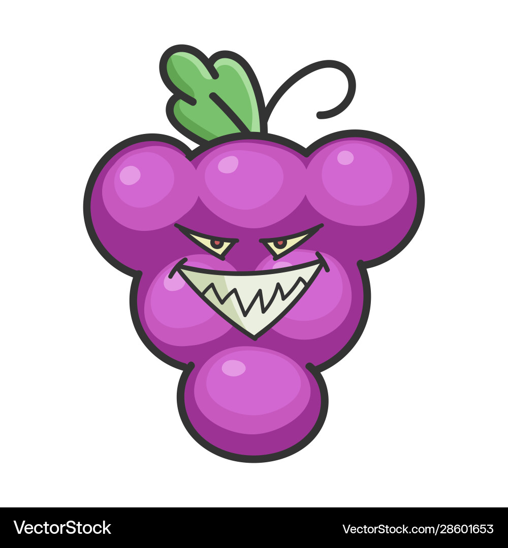 Angry evil grape cartoon character Royalty Free Vector Image