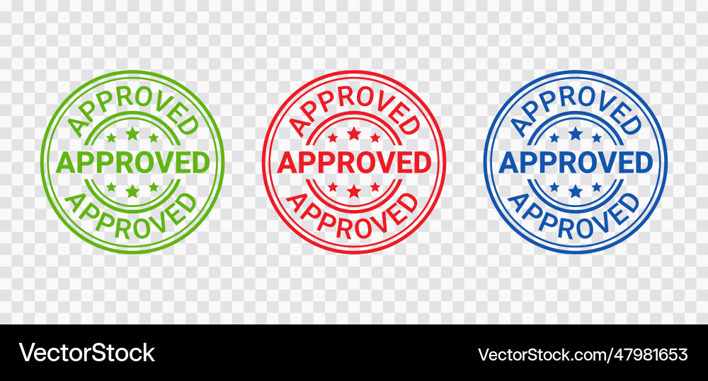 Approved stamp seal imprint approve approval Vector Image