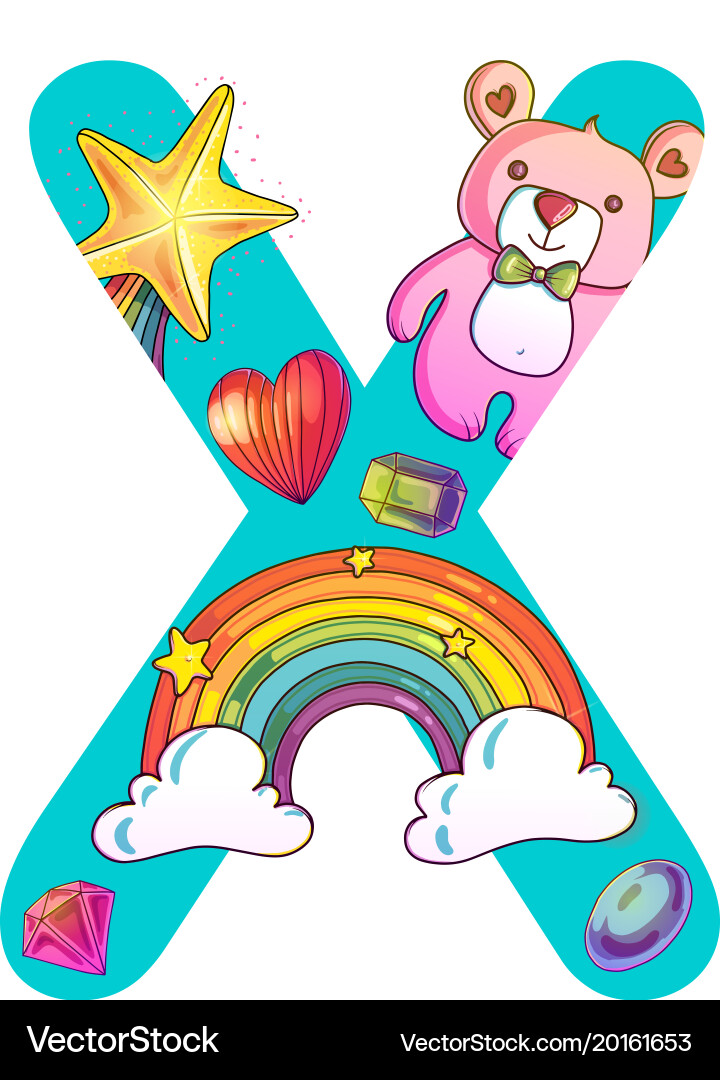 Cute magic letter x Royalty Free Vector Image - VectorStock