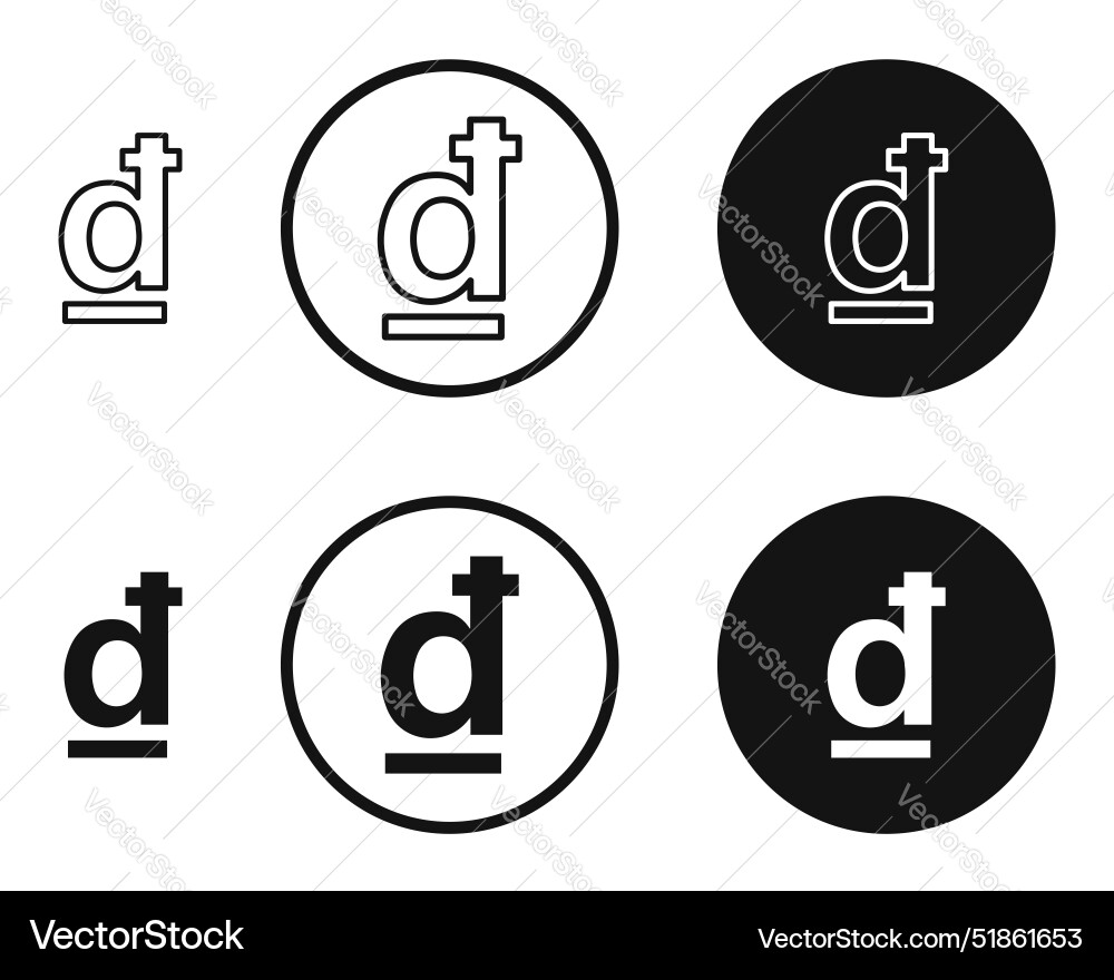 Dong icon set in black and white outlines Vector Image