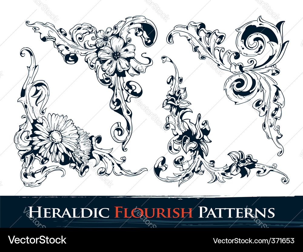 Heraldic Flourish Patterns - Vintage Royalty Free Vector