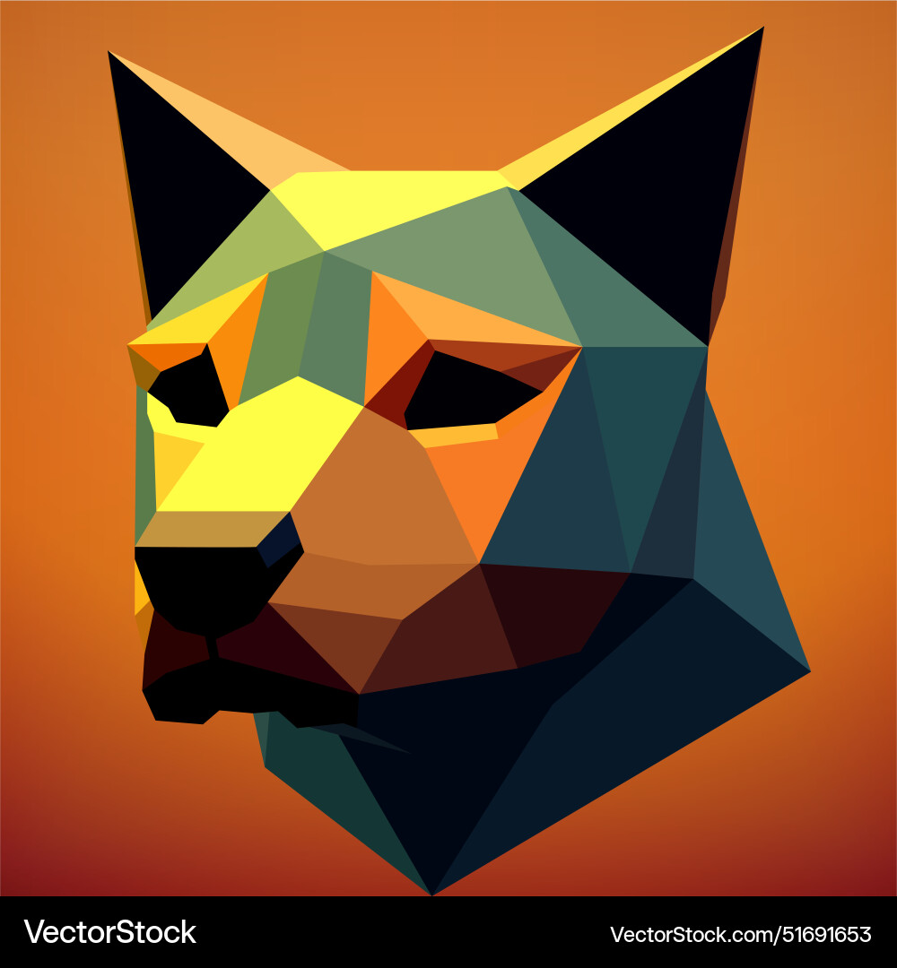 Low poly dog head on an orange background Vector Image