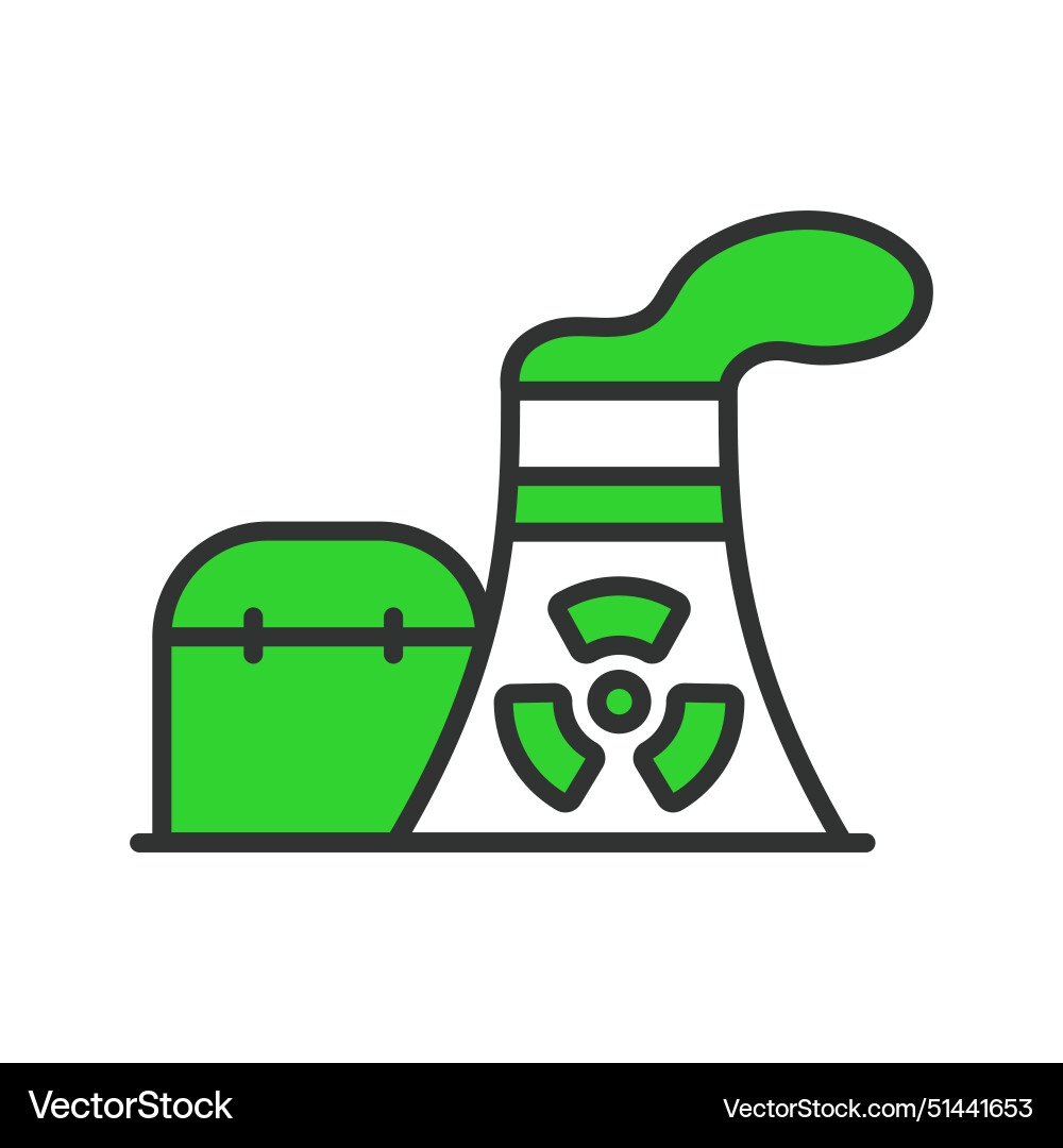Nuclear containment building in line design green Vector Image