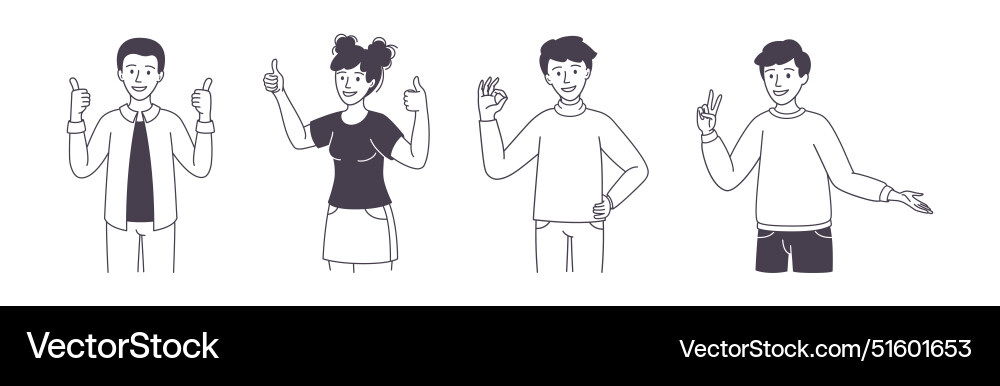 People character showing positive hand gesture Vector Image