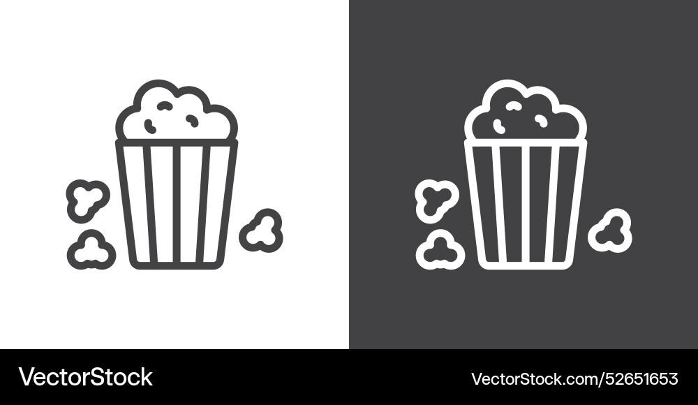 Popcorn icon flat set outline Royalty Free Vector Image