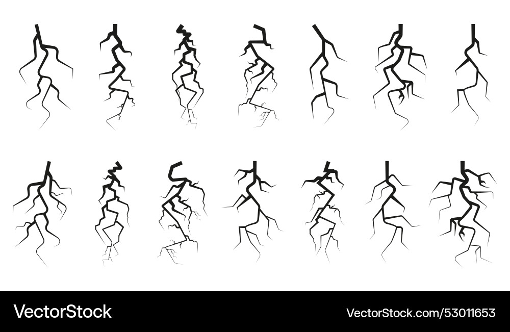 Power lightning icon collection set Royalty Free Vector