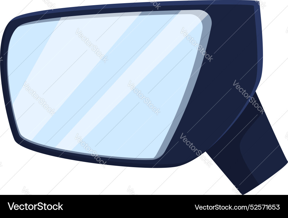 Side rearview mirror reflecting clear sky Vector Image