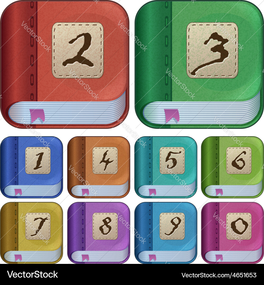 Square book icons for applications e-books Vector Image