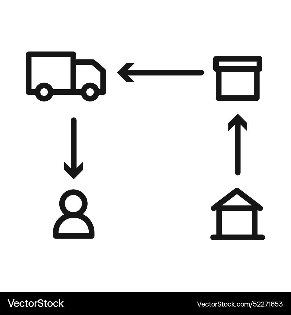 Supply chain icon black line art logo Royalty Free Vector