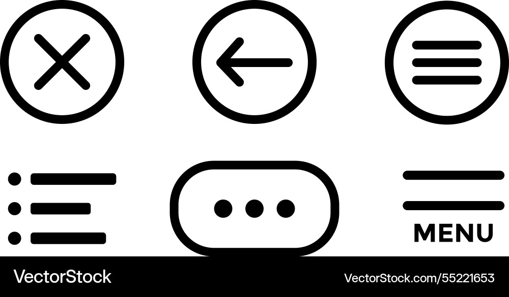Ui menu icons set hamburger menu icon includes Vector Image