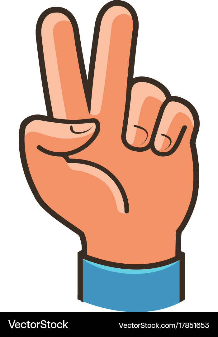 Victory sign gesture two fingers raised up Vector Image