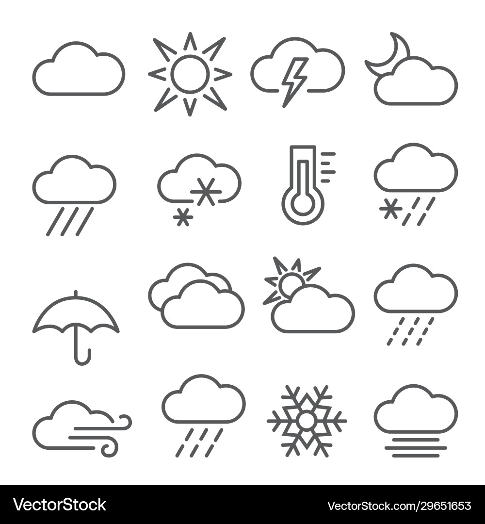 Weather Line Icons Set Royalty Free Vector Image