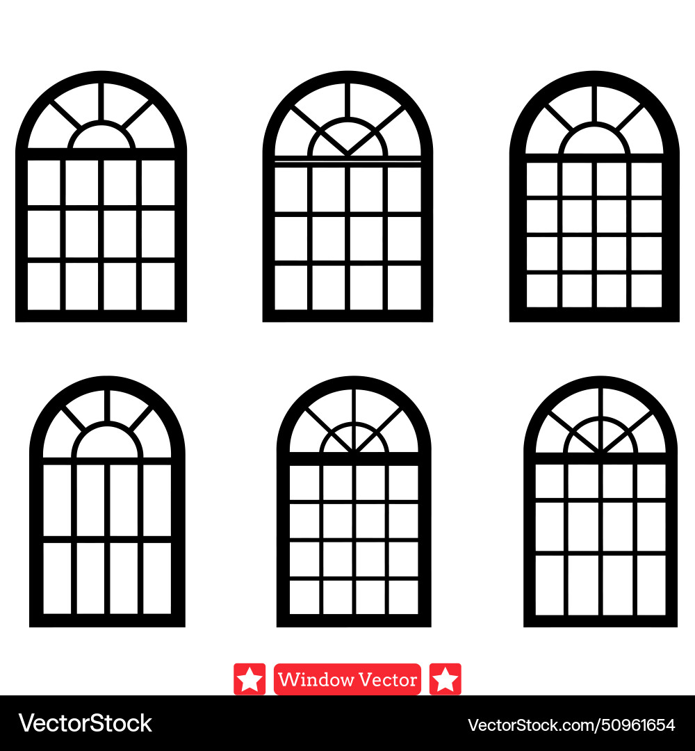 Architectural elegance stylish window silhouettes Vector Image