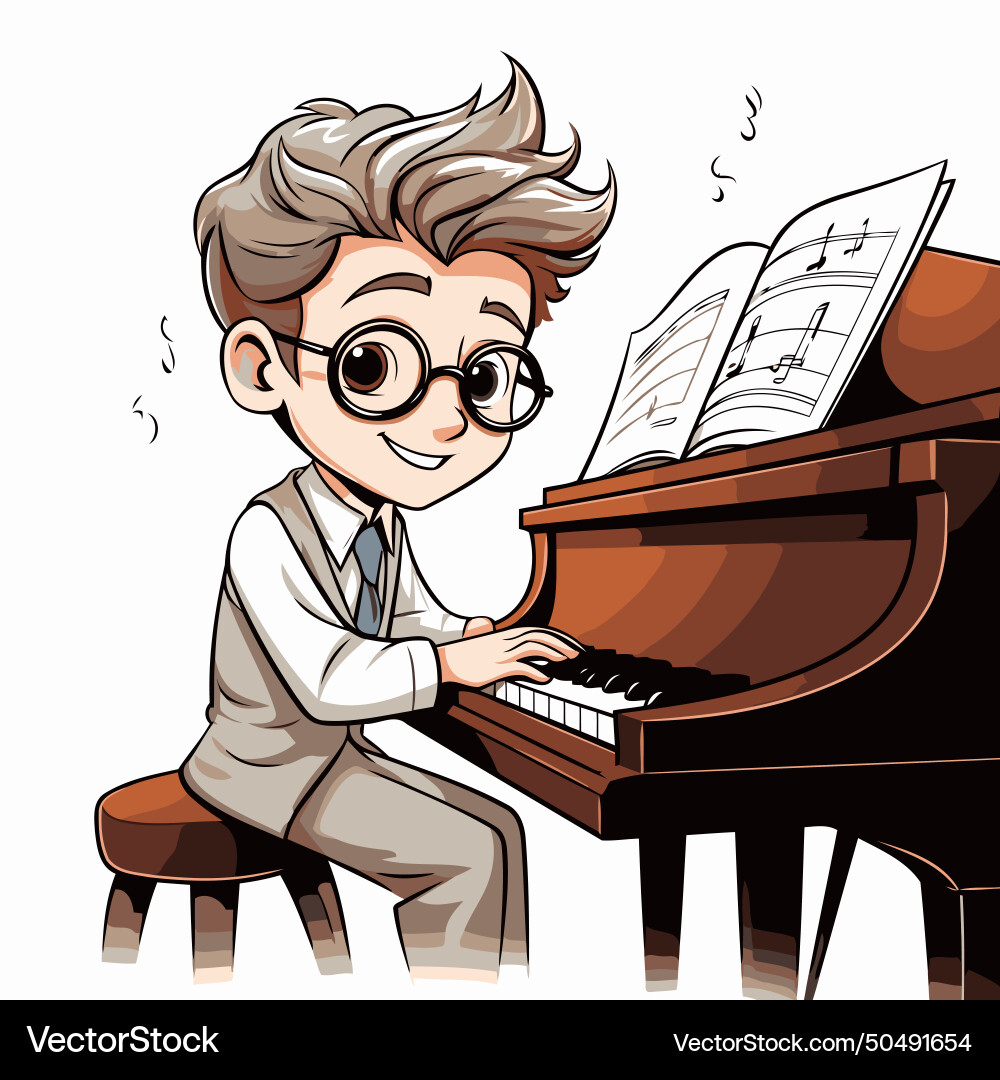 Boy playing the piano Royalty Free Vector Image