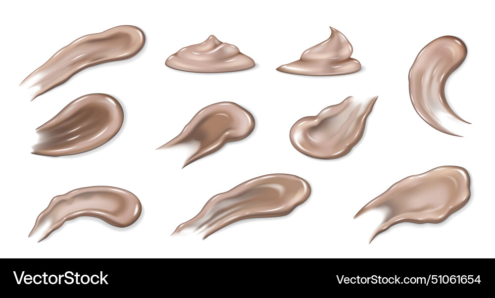 Brown cream smear set natural moisturizing gel Vector Image