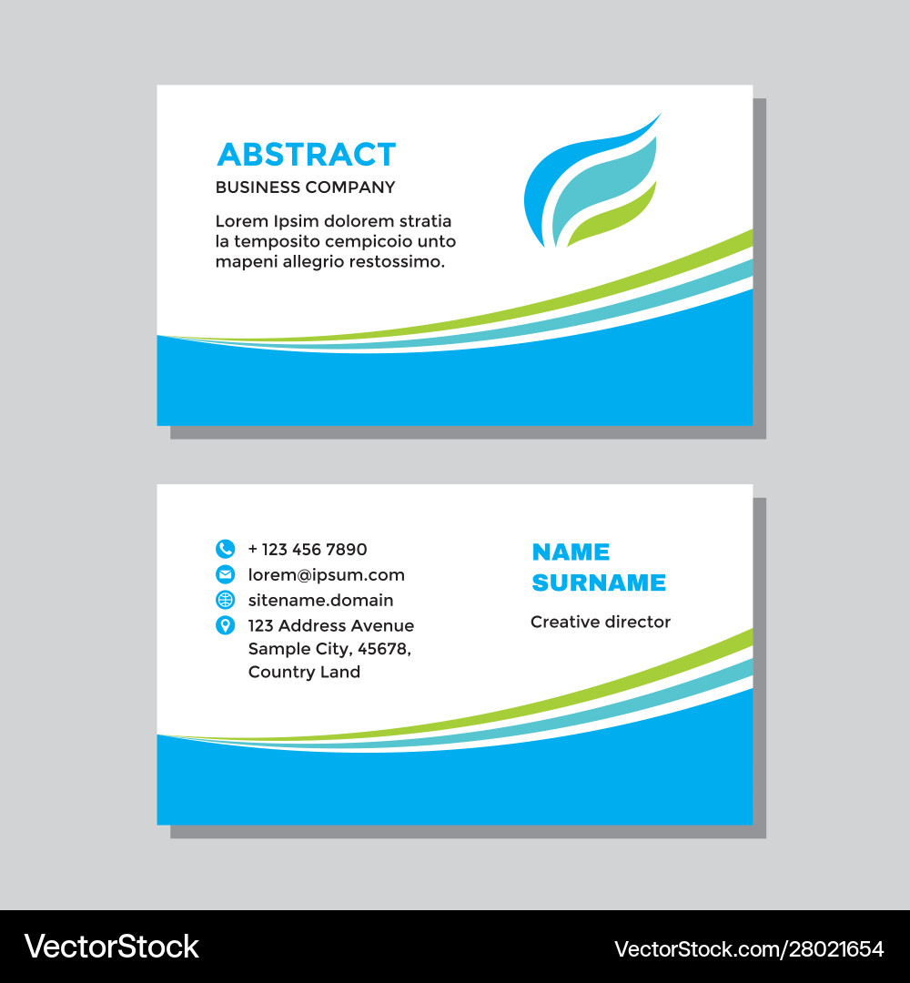 Business card template with logo - concept design Vector Image