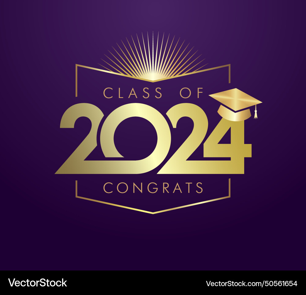 Congrats 2024 graduates book sun logo Royalty Free Vector