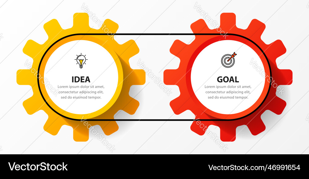 Infographic template 2 gears connected by a rope Vector Image