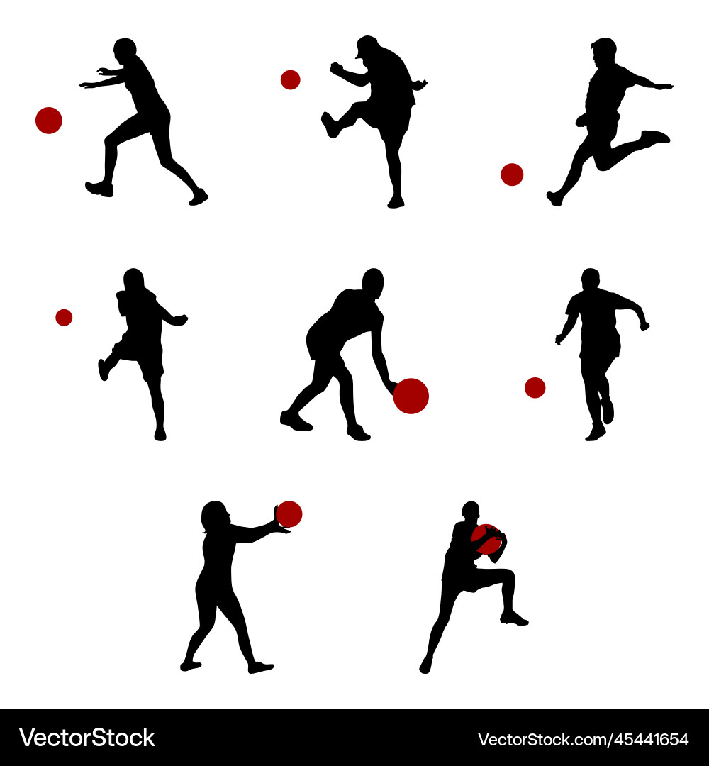 Kickball silhouette set Royalty Free Vector Image