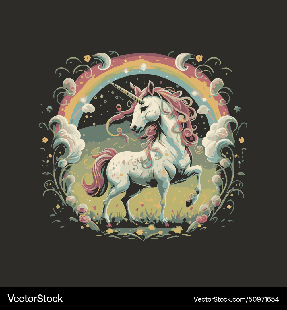 Rainbow Unicorn Horse - Fantasy Art Royalty Free Vector