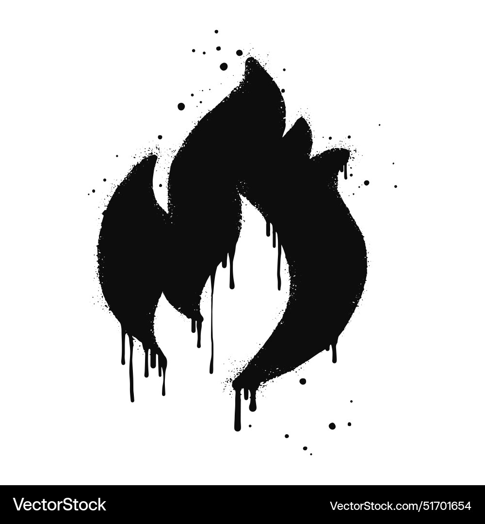 Spray painted graffiti fire flame icon Royalty Free Vector
