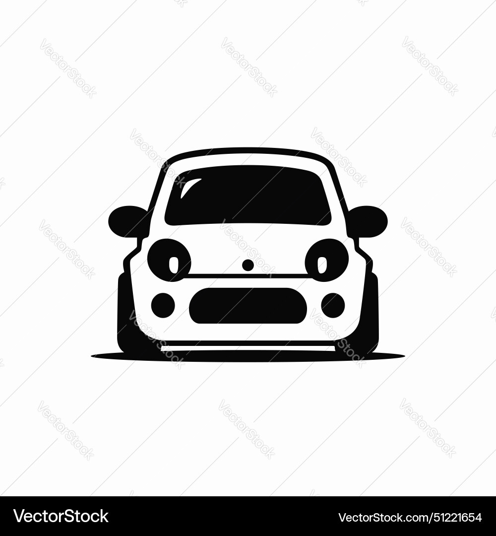 White compact car icon front view Royalty Free Vector Image