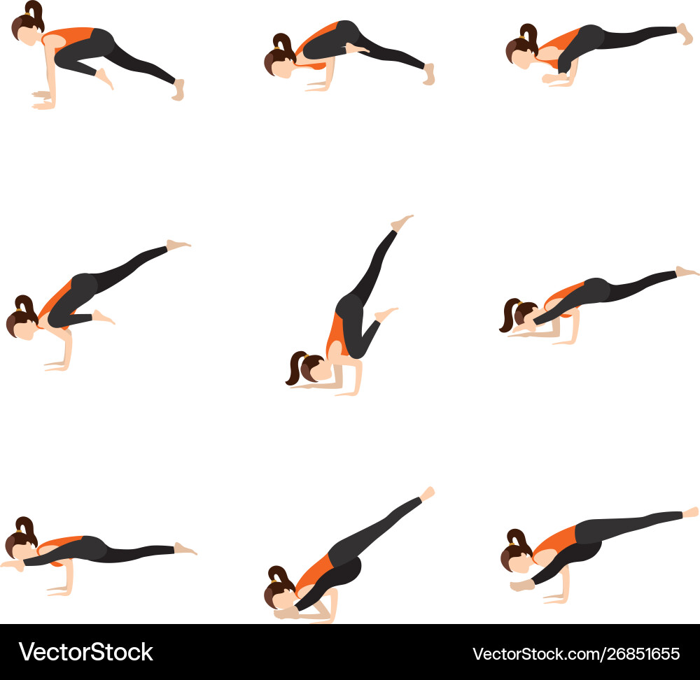 Advanced arm balance yoga poses set Royalty Free Vector