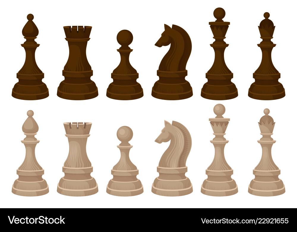 Flat set of chess pieces brown and beige Vector Image