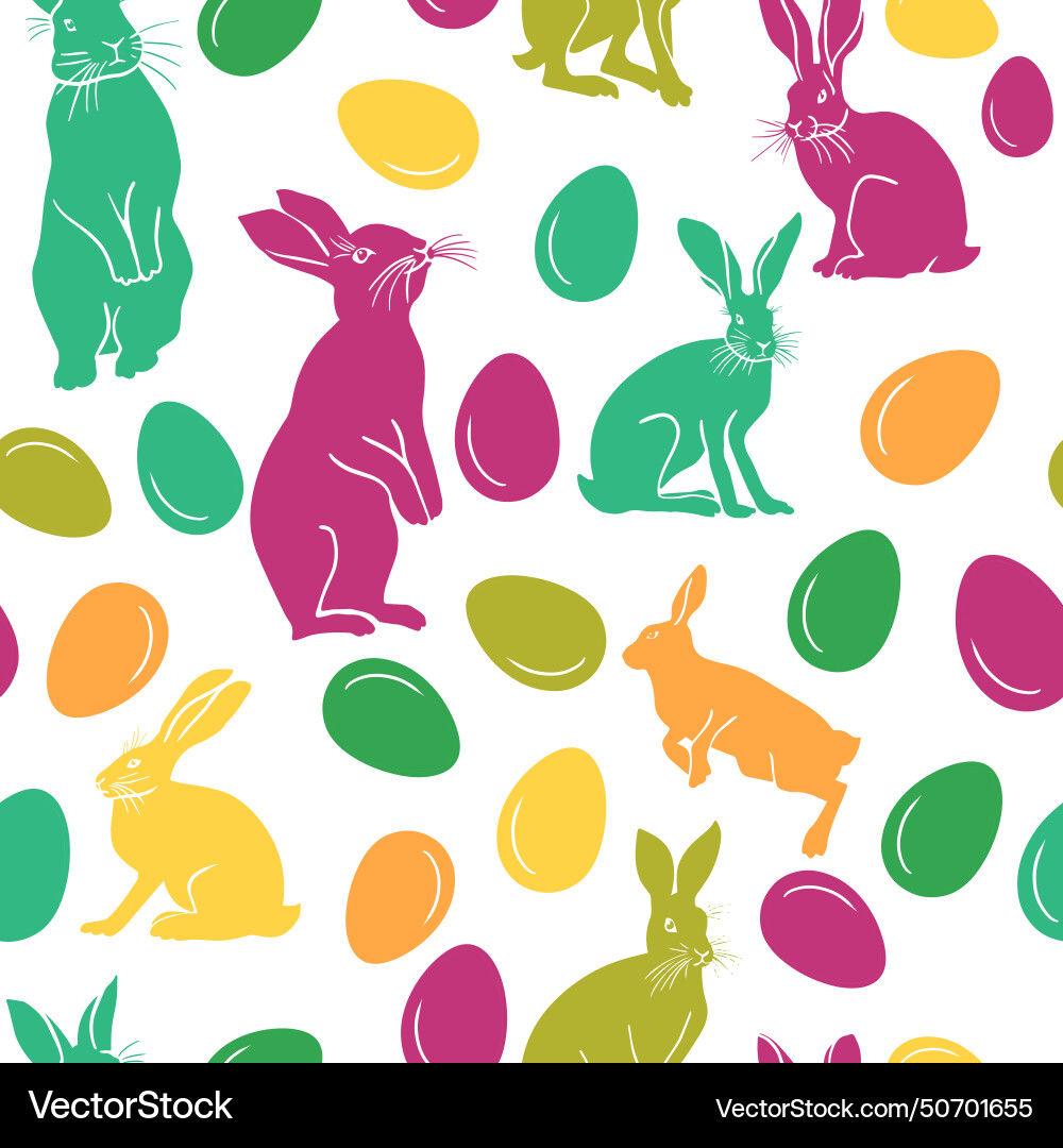 Seamless easter bunny pattern hand drawing Vector Image