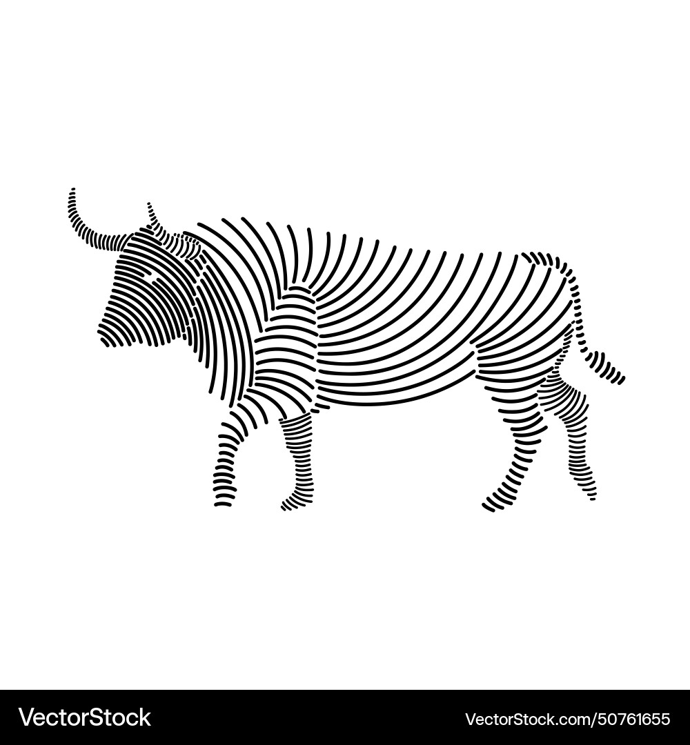 Simple line art of a bull 3 Royalty Free Vector Image