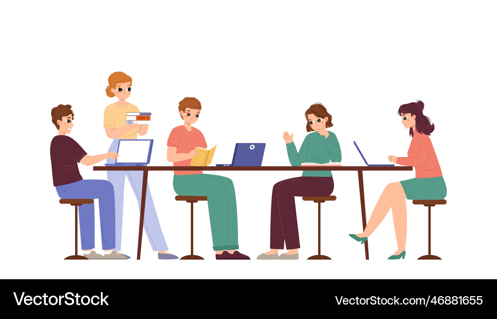Students study in group learning class young Vector Image
