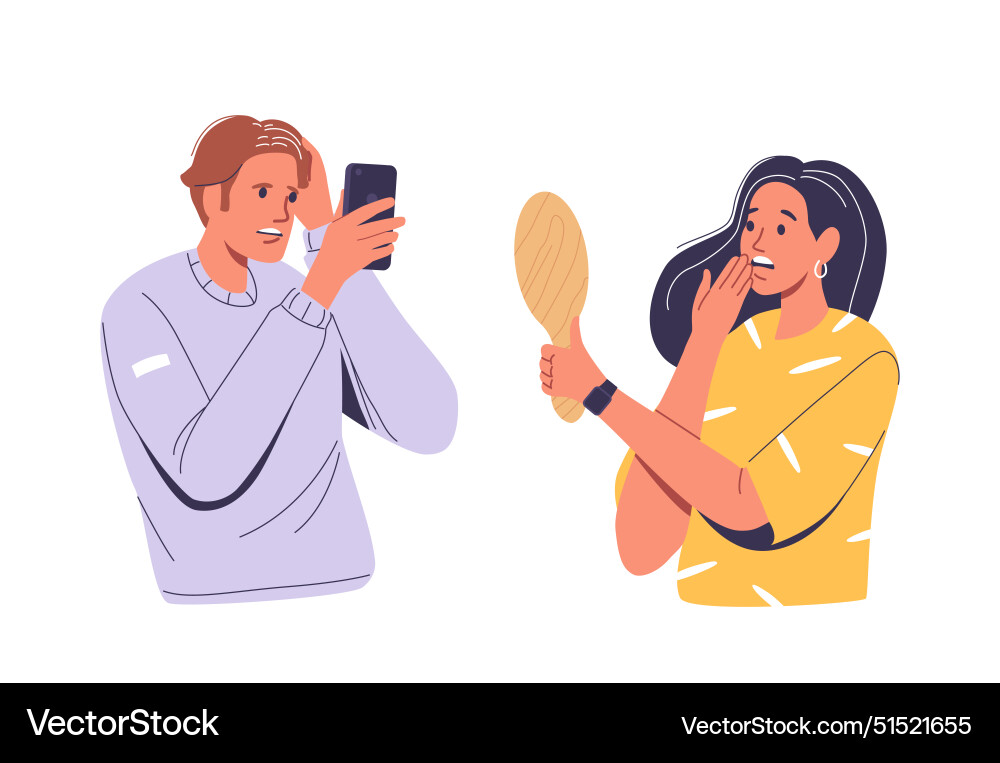 Two young people reacting with shock Royalty Free Vector