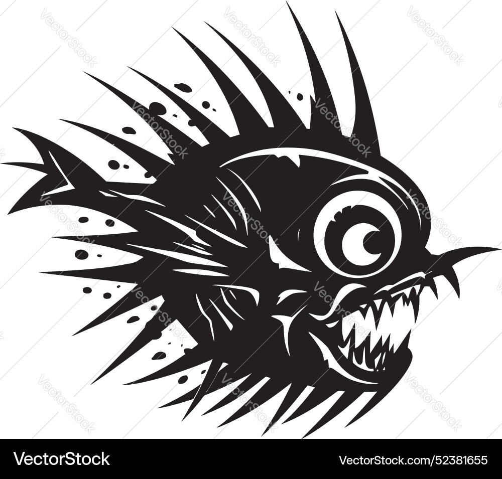 Venomous voyage evil angular fish emblem Vector Image
